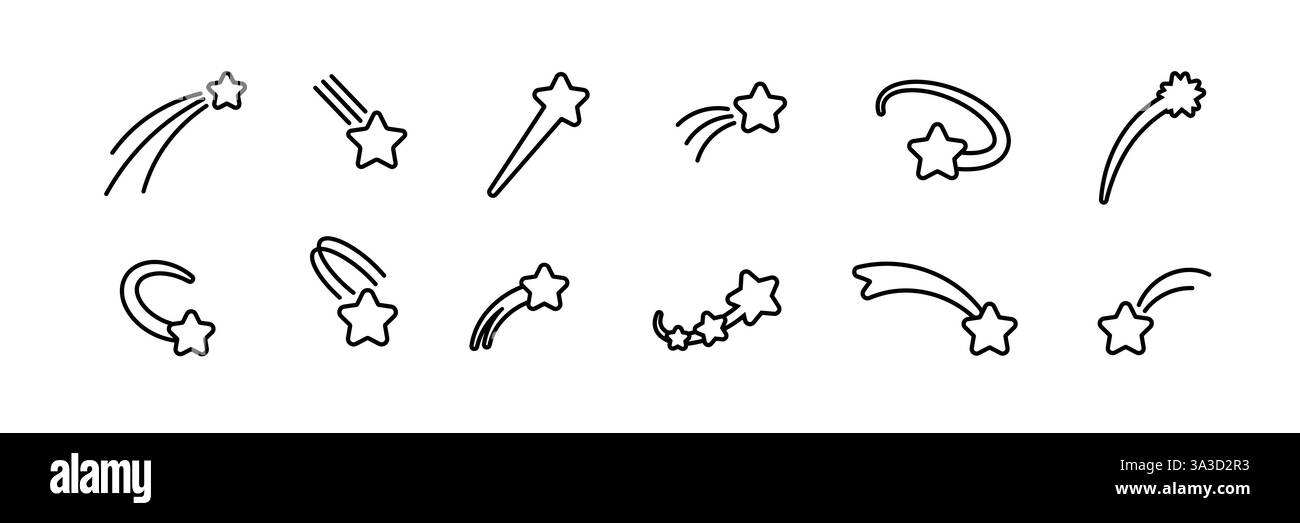 Collection of star comets and shooting stars in simple minimal design ...