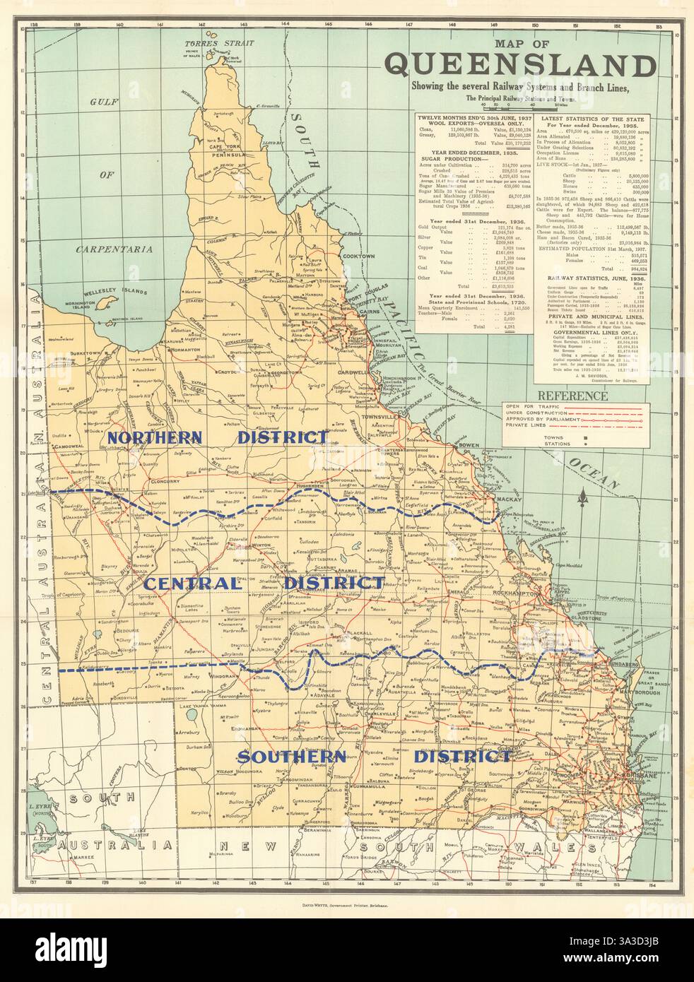 Map of Queensland showing the several Railway Systems… by David Whyte ...