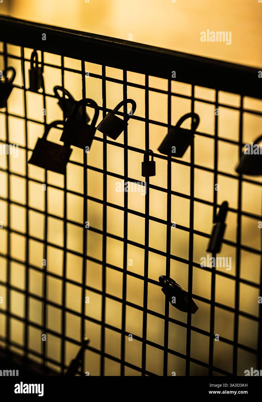 Love locks hanging from a bridge Stock Photo - Alamy