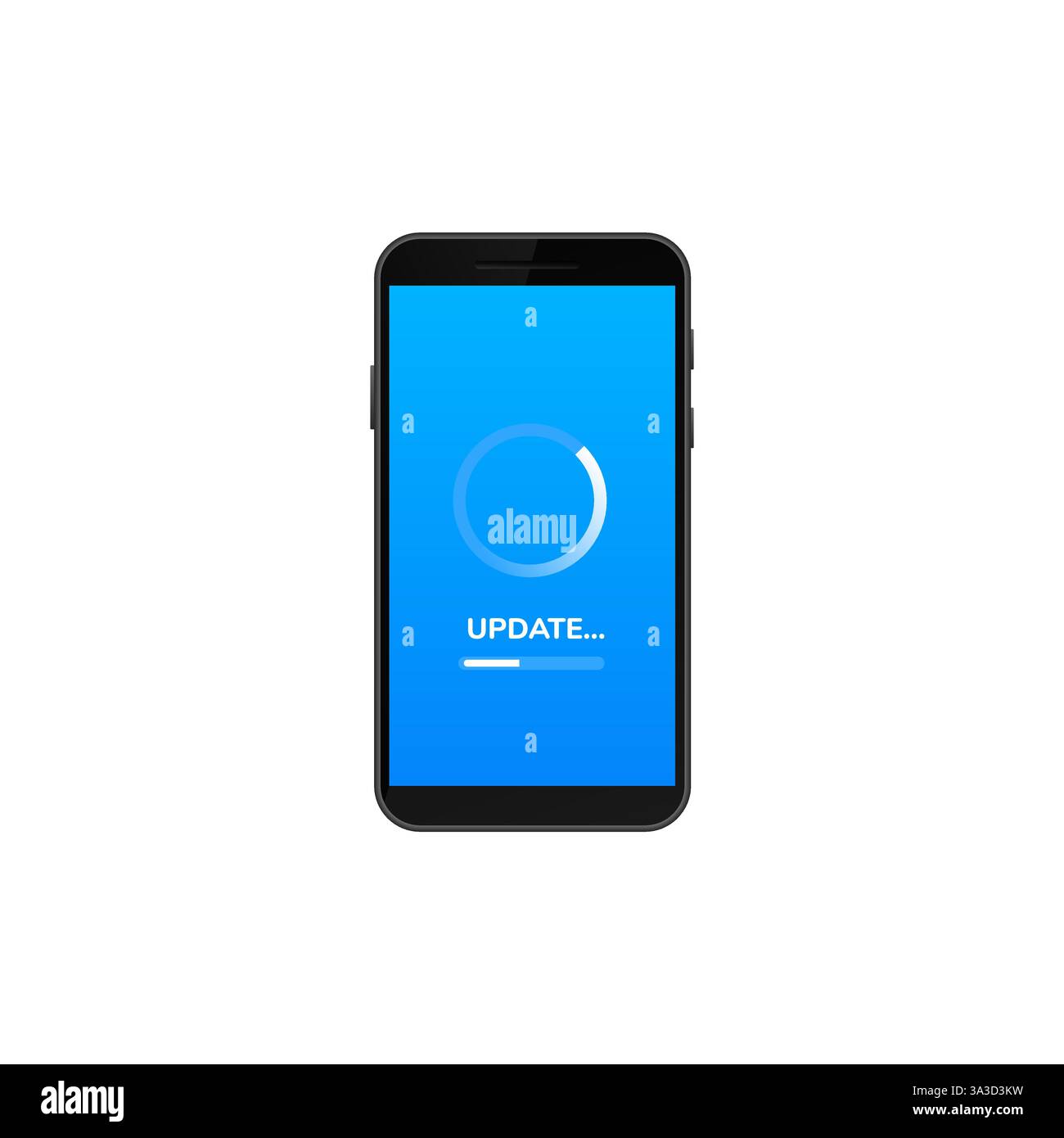 Smartphone displaying software update progress with blue loading screen ...