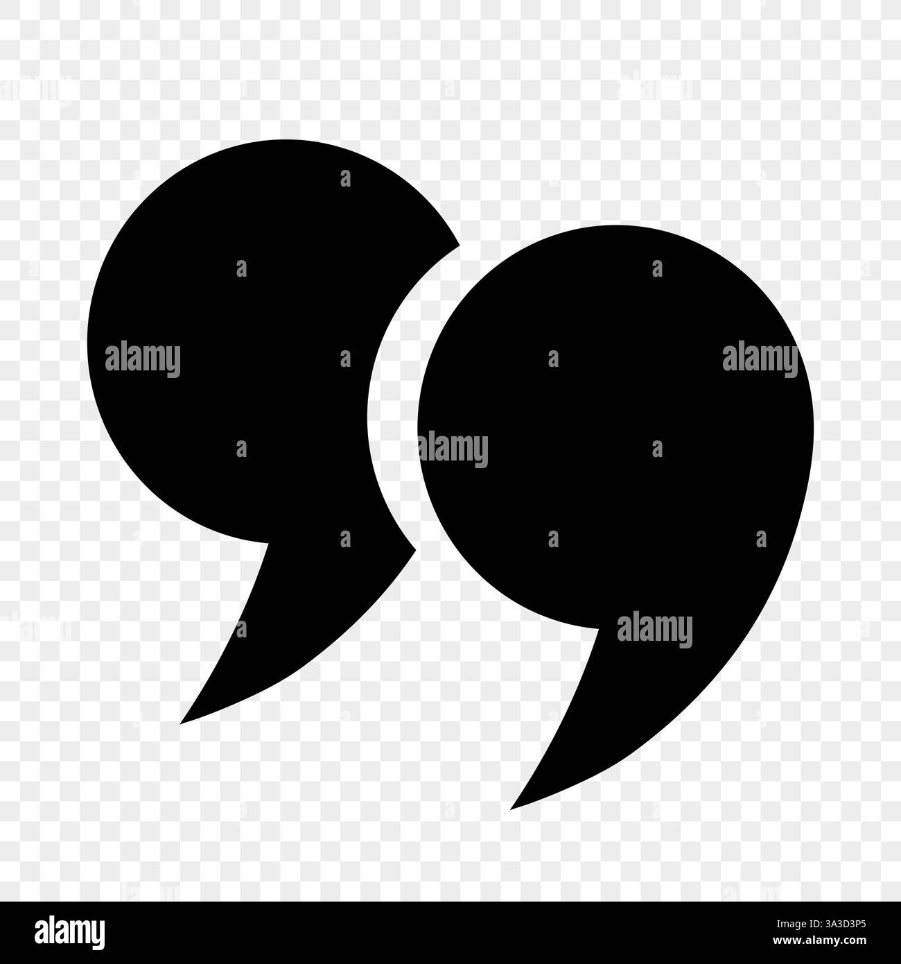 Round quotation marks are black on a transparent background Stock ...
