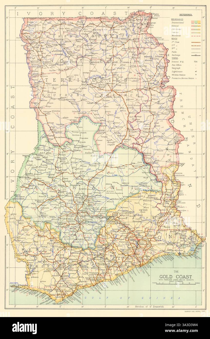 The Gold Coast with Togoland under British Mandate. Ghana & Togo 1938 ...