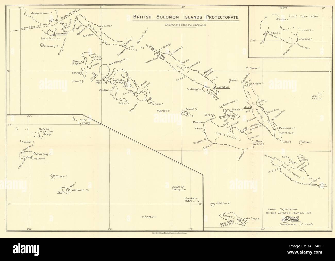 British Solomon Islands Protectorate showing Government Stations 1938 ...