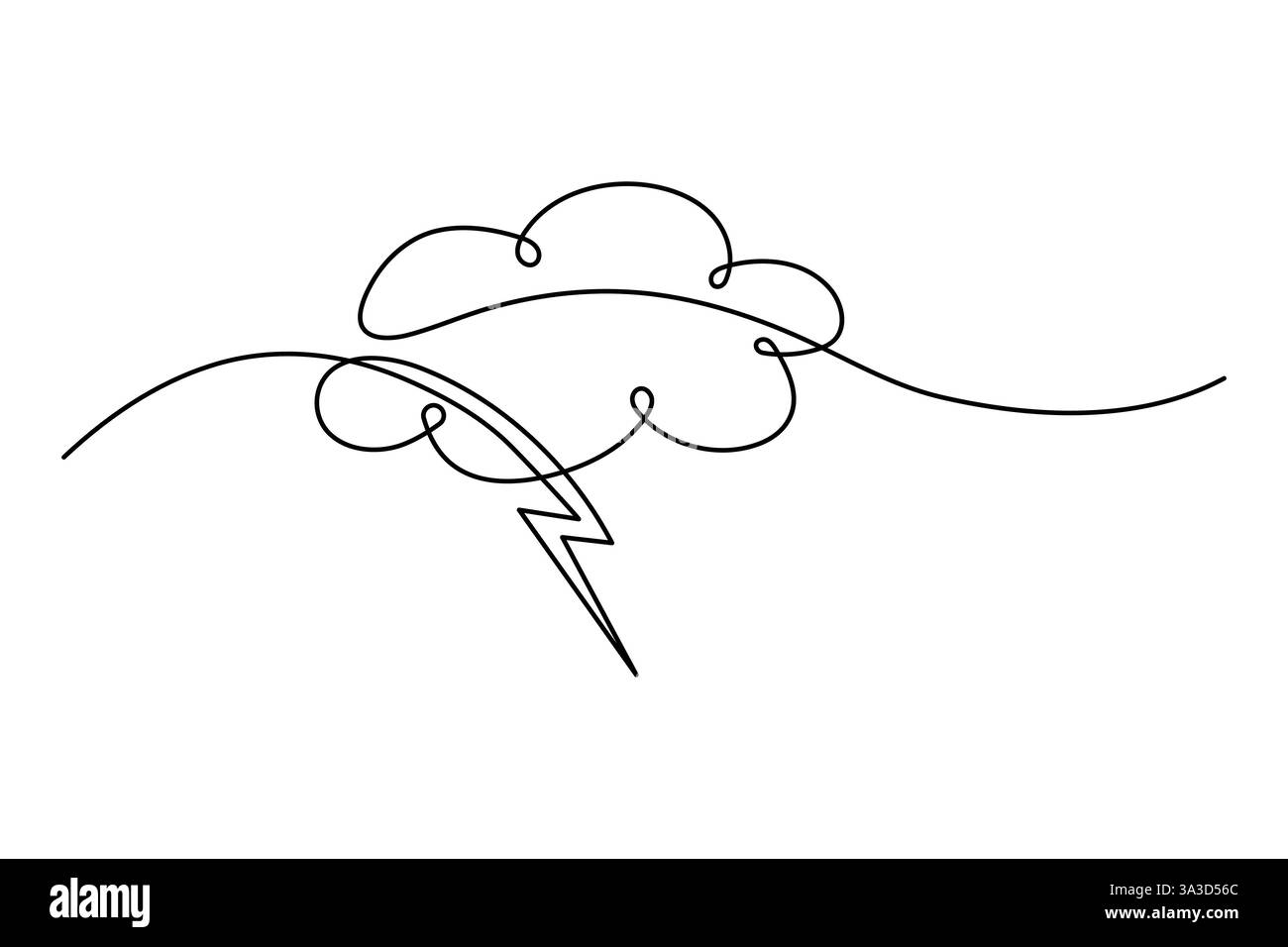 Continuous one line cloud and sun drawing of isolated outline vector ...
