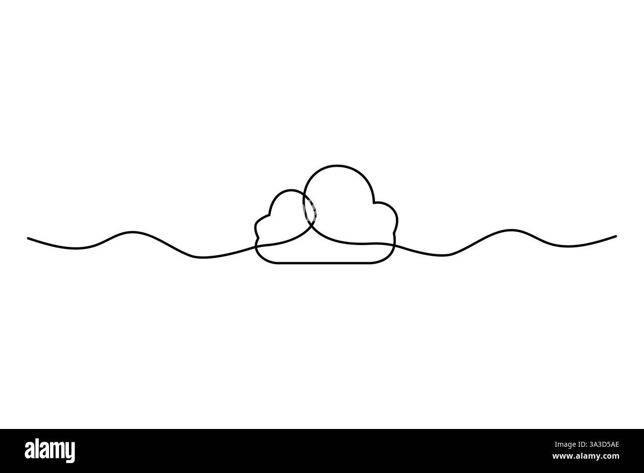 Cloud and sun continuous one line drawing of Isolated outline vector ...