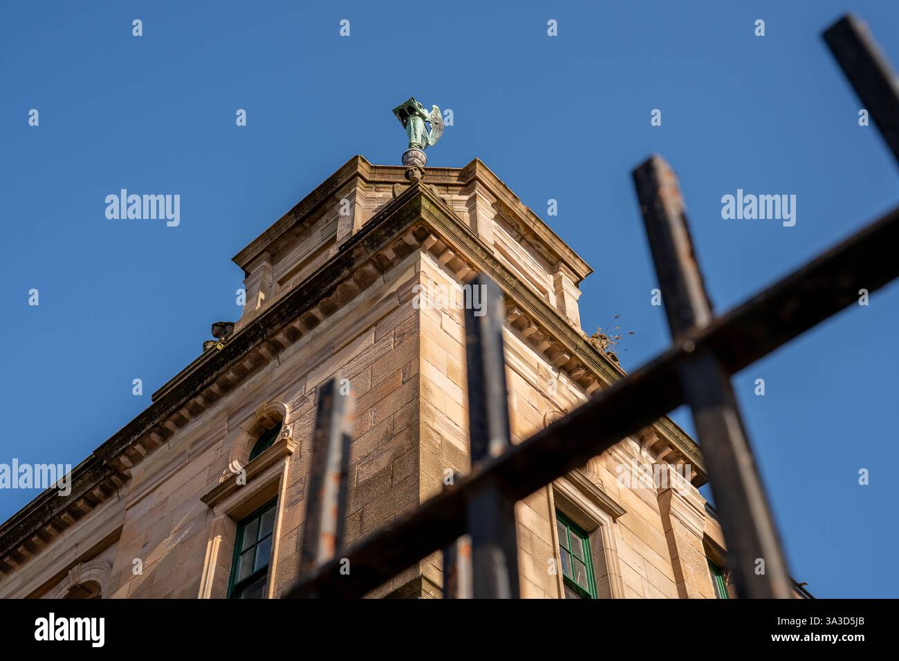 Architectural Detail of a Historic Glasgow Building with Angel Statue ...