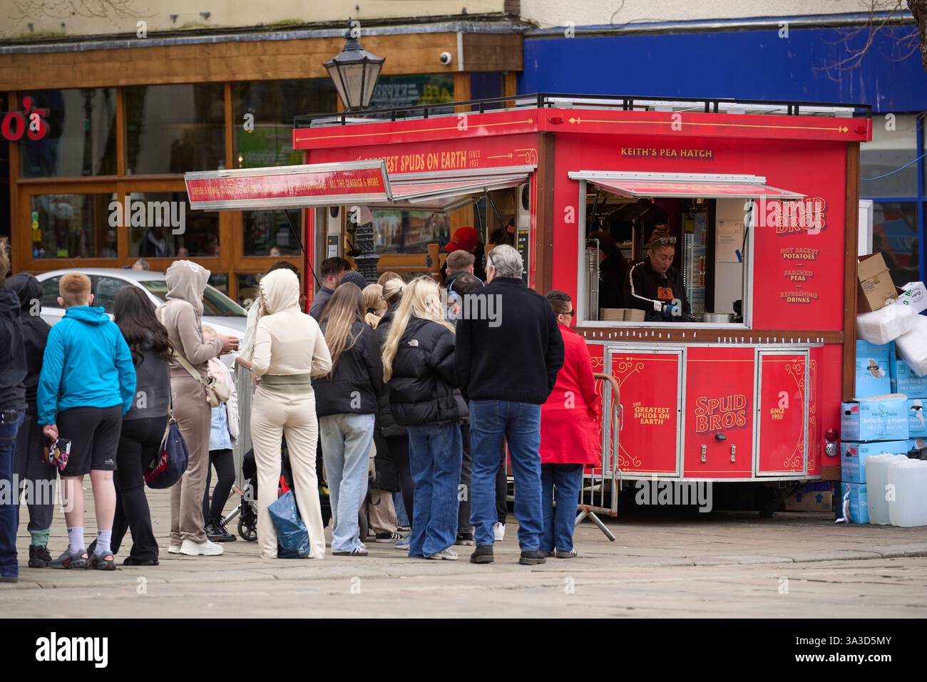 Spud Bros hot potato stall in Preston, Lancashire, UK. The Spud Bros ...