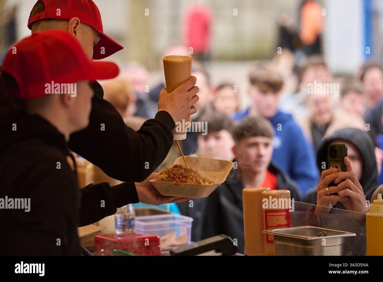 Spud Bros hot potato stall in Preston, Lancashire, UK. The Spud Bros ...
