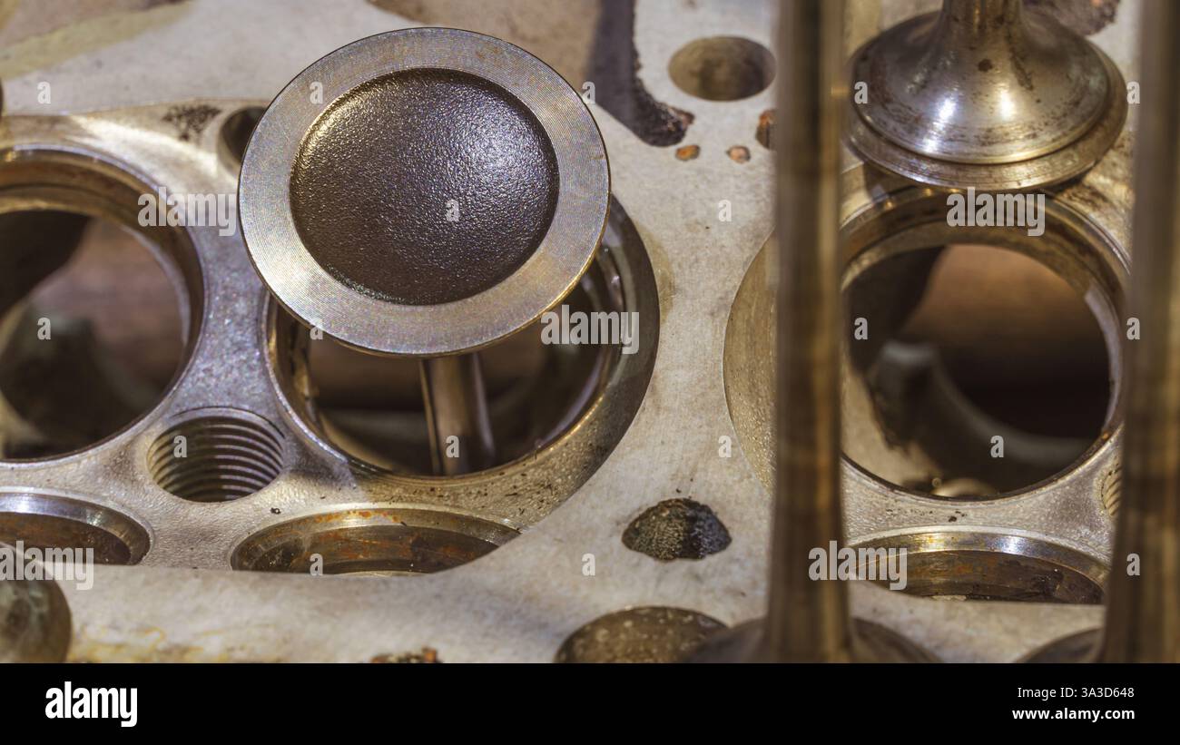 Car engine valves close up.Part of car's motor.Machinery detail of ...