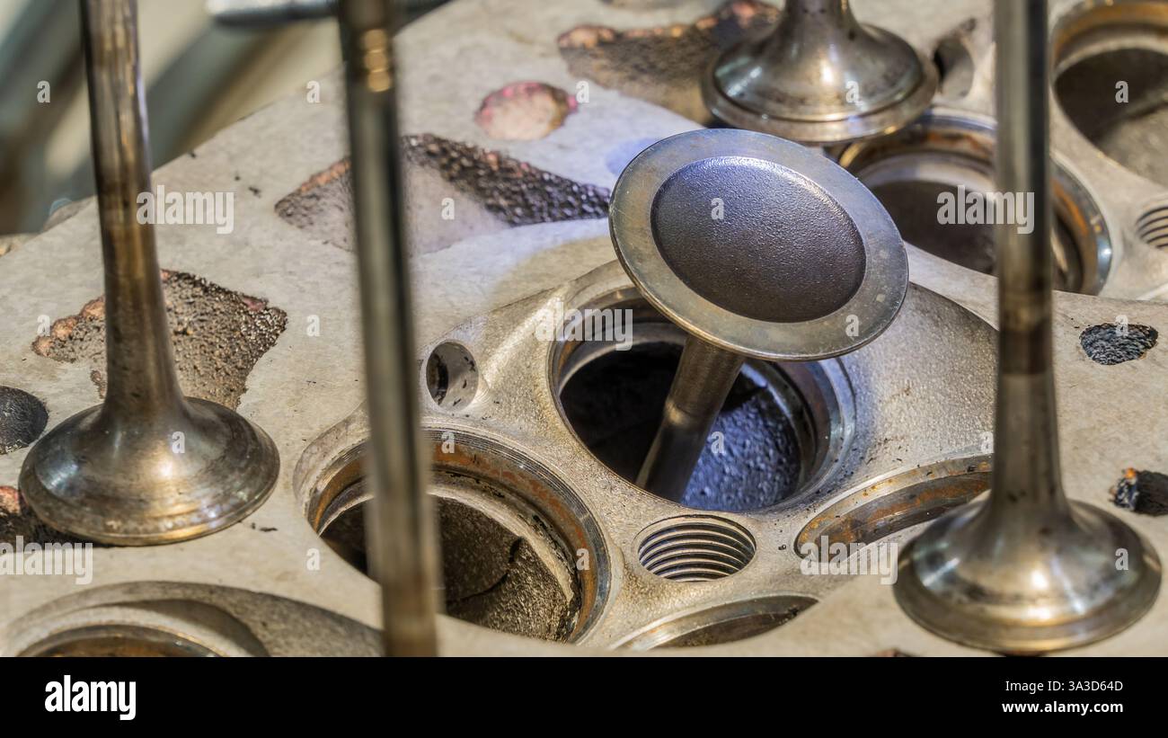 Car engine valves close up.Part of car's motor.Machinery detail of ...