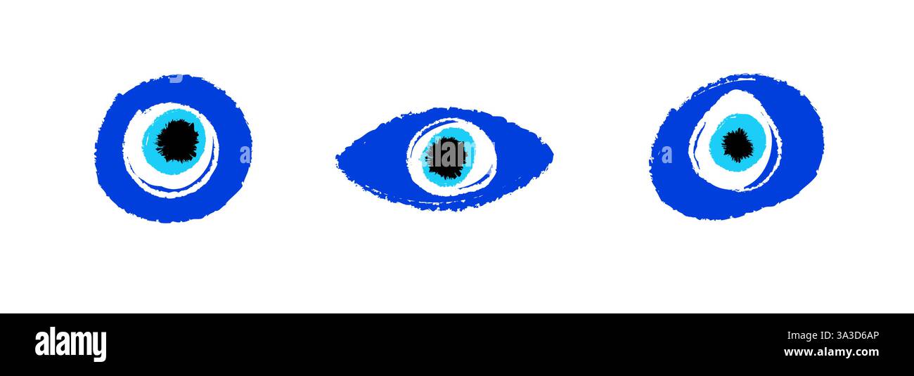Three blue evil eye symbols with black centers on white Stock Vector ...