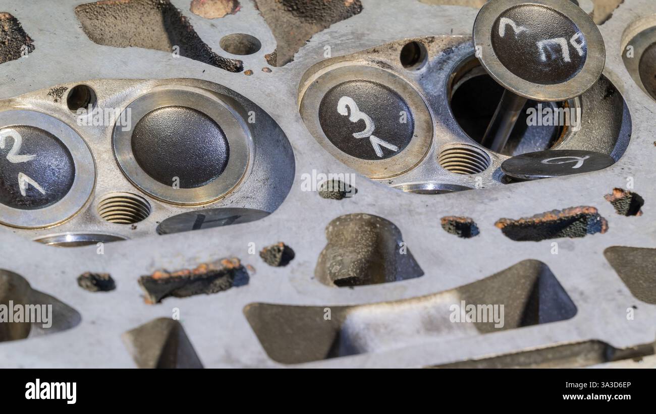 Car engine valves close up.Part of car's motor.Machinery detail of ...