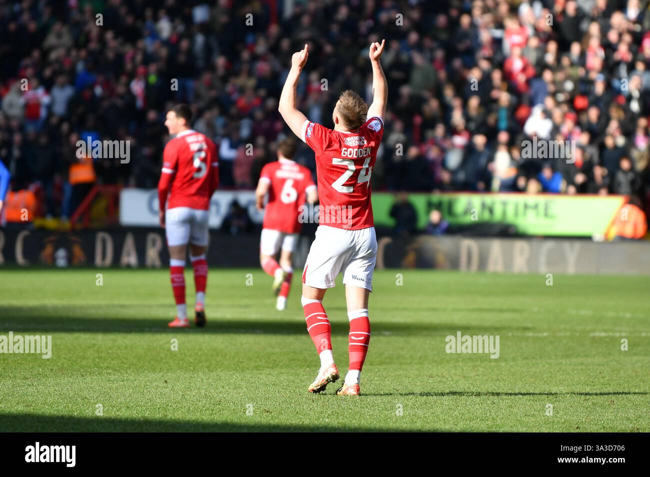 London, England. 15th Mar 2025. Matty Godden celebrates after during ...