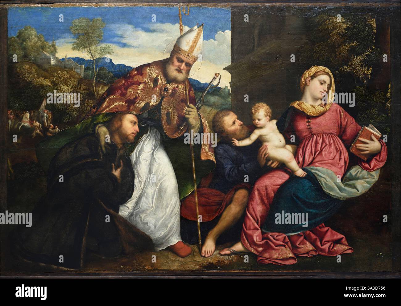 Paris Bordone (1500 - 1571), The Holy Family with St Ambrose and a ...