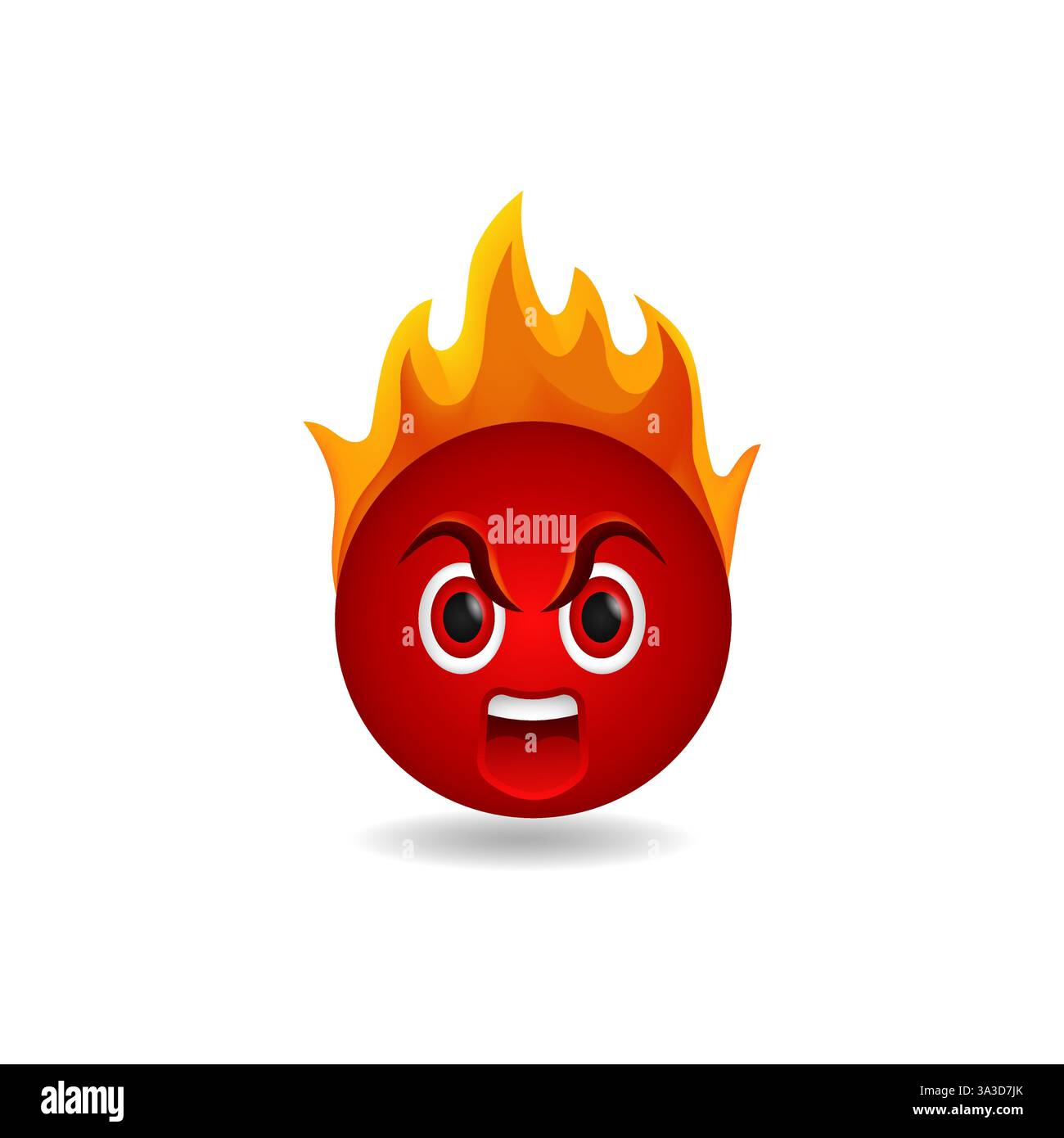 Fiery emoji with a red face and flames, symbolizing anger and rage ...