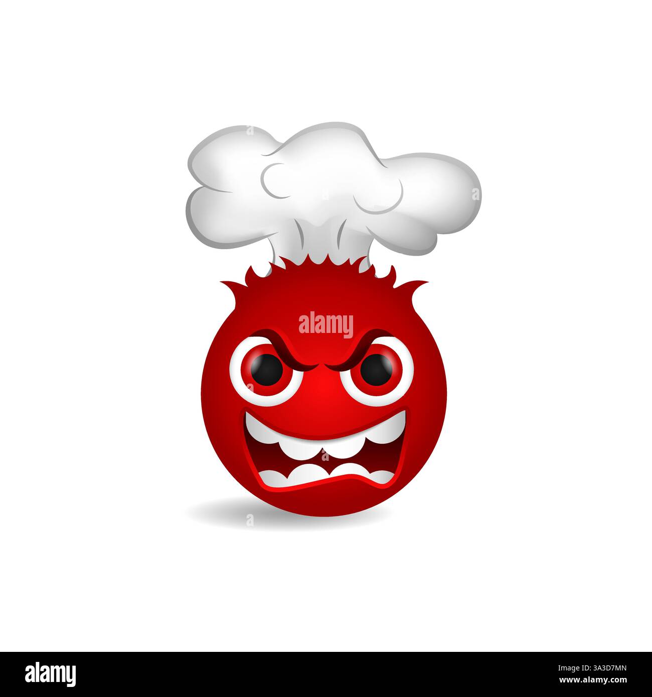 Devilish emoji with red flames, aggressive look, and furious emotion ...