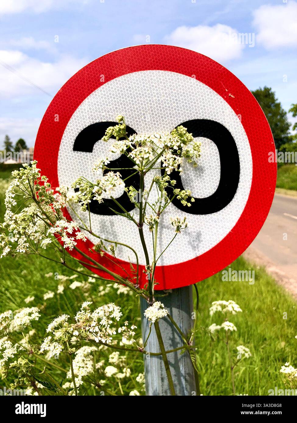 A 30 MPH speed limit sign on a road in the U.K Stock Photo - Alamy