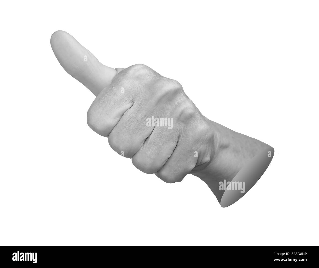Elderly hand giving a thumbs up gesture, symbolizing approval and ...