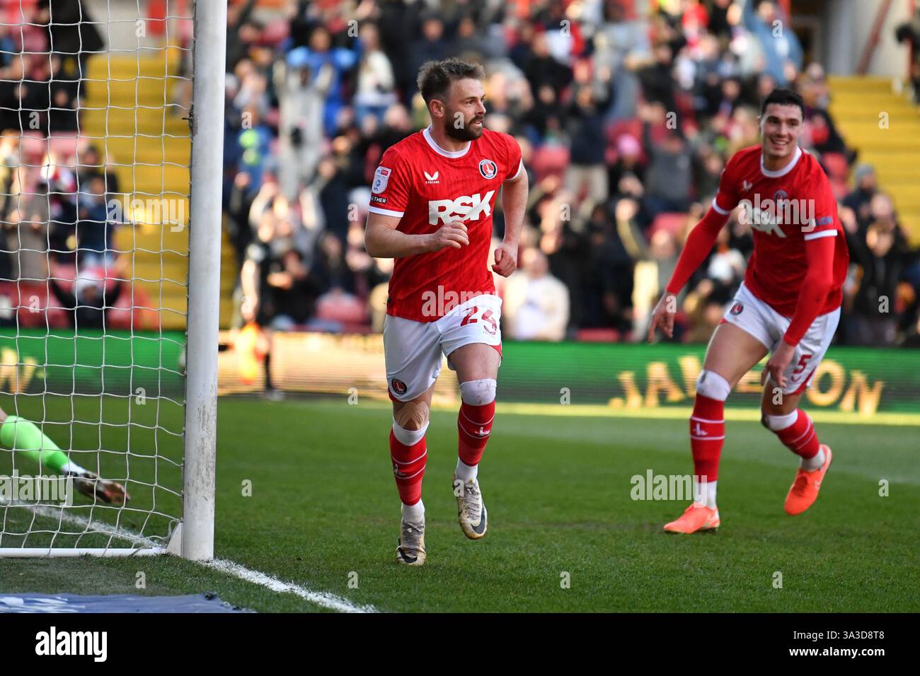 London, England. 15th Mar 2025. Matty Godden celebrates after scoring ...