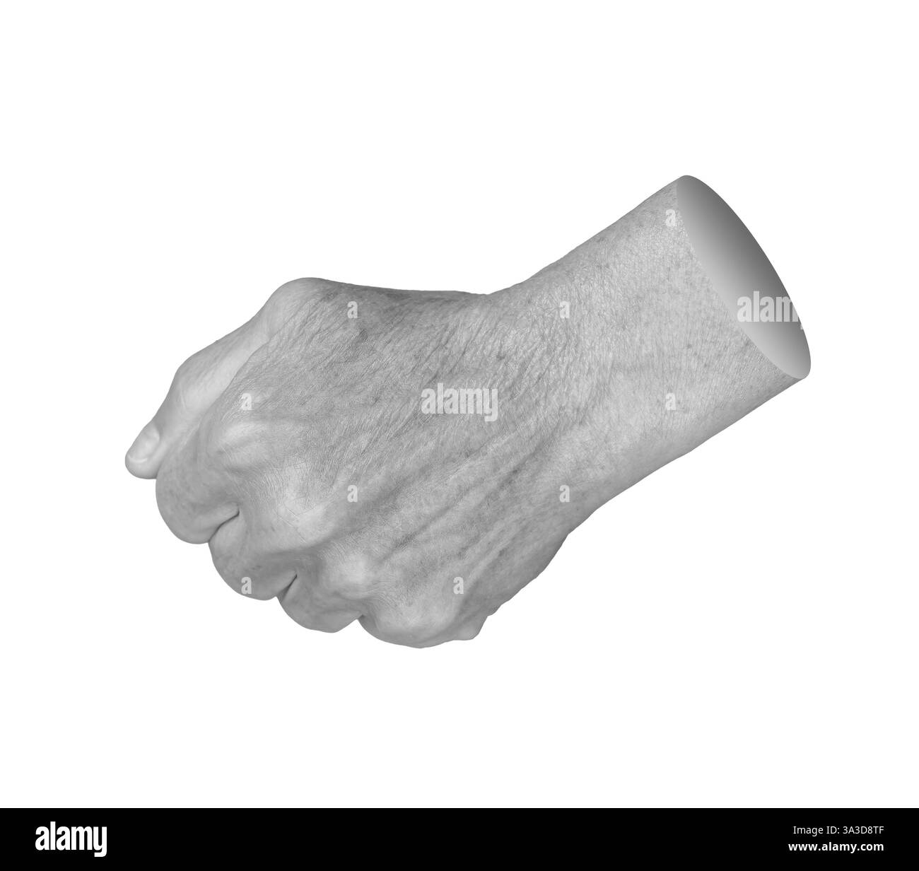 Elderly hand forming a clenched fist, symbolizing strength and power ...