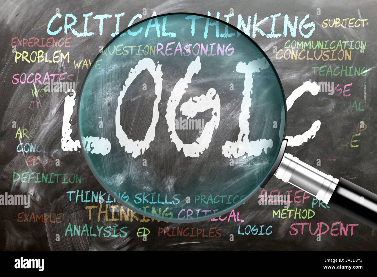 Logic being studied, examined - under close inspection. Most important ...