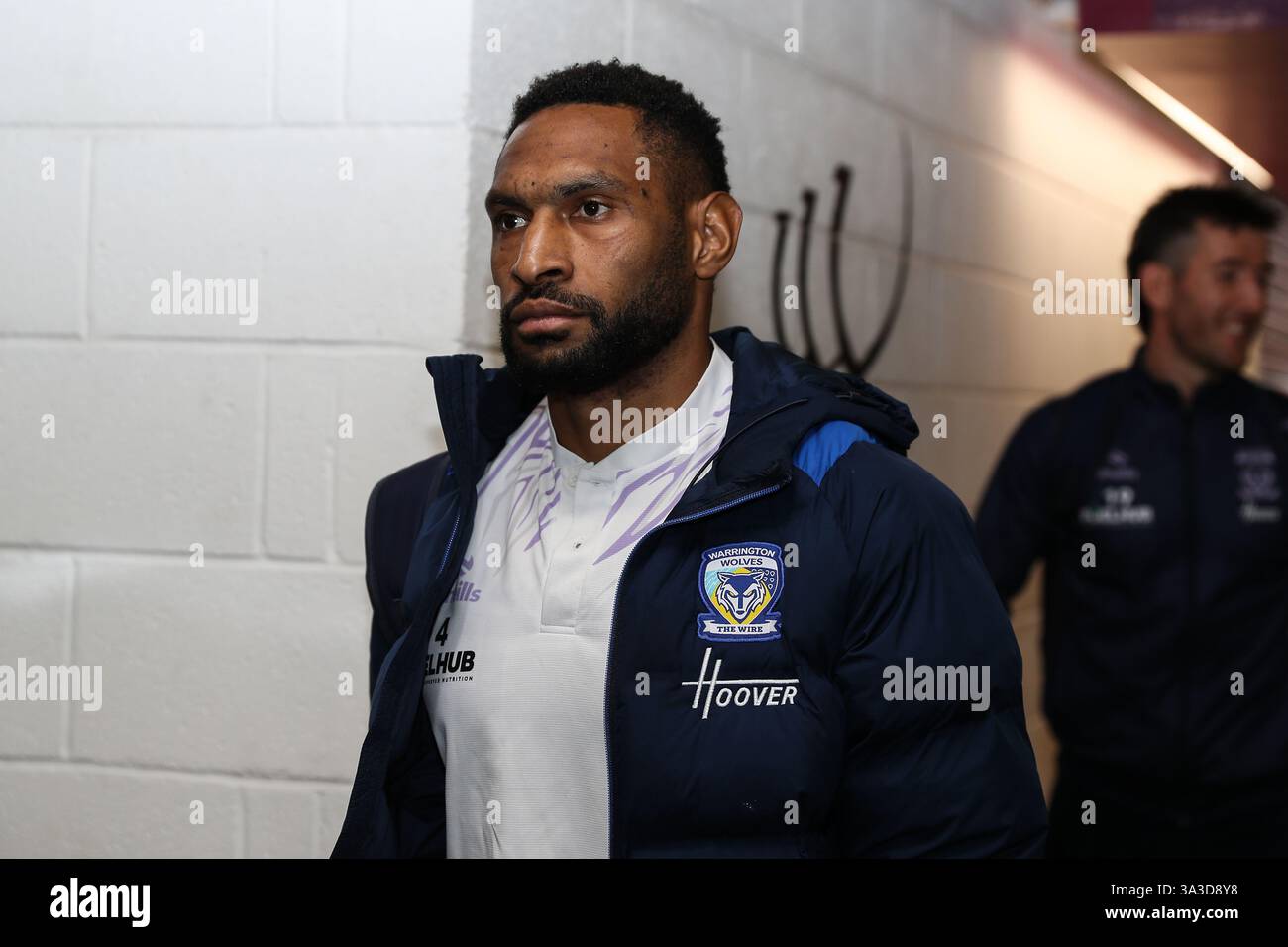 Rodrick Tai of Warrington Wolves arrives ahead of the Betfred Challenge ...