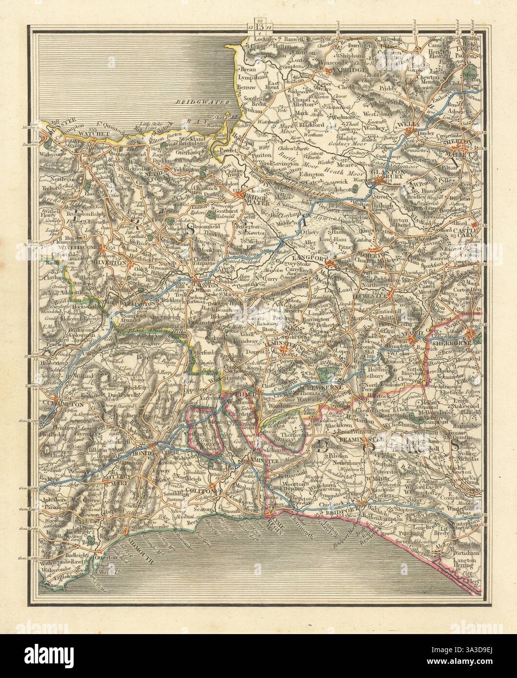 SW ENGLAND.Devon Somt Dorset.Wells Glastonbury Taunton Lyme Regis.CARY ...