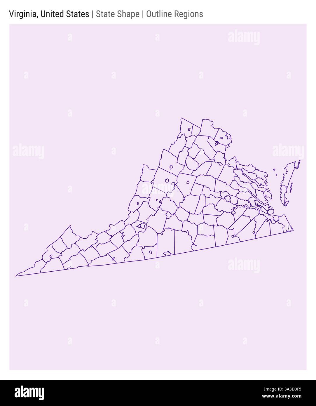 Virginia, United States. Simple vector map. State shape. Outline ...