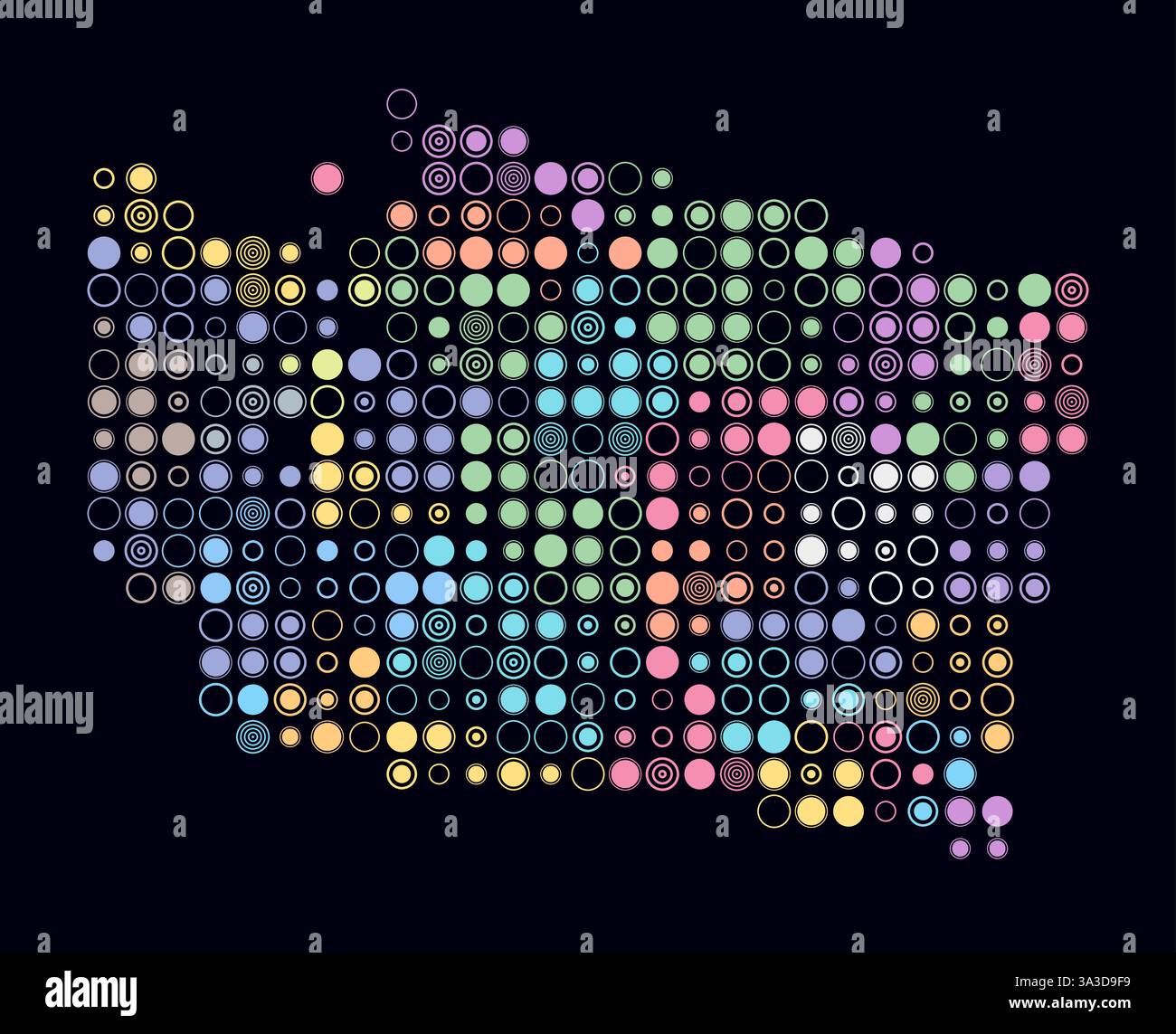 Washington, shape of the state built of colored cells. Digital style ...