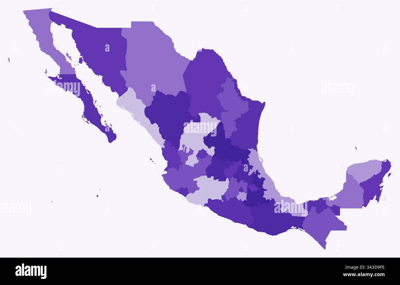 Map of Mexico with regions. Just a simple country border map with ...