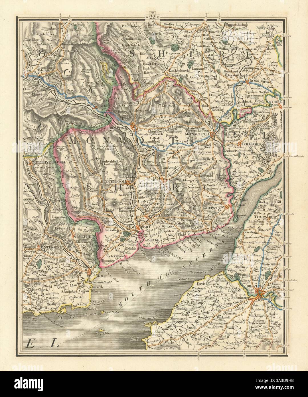 SEVERN ESTUARY. Bristol Newport Cardiff Monmouth Abergavenny. CARY 1824 ...