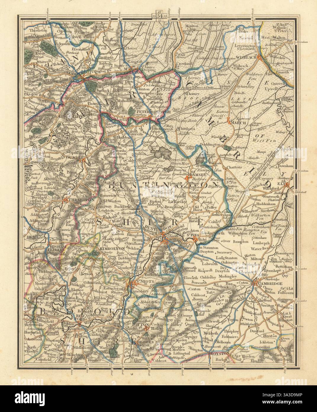 EAST ENGLAND.Isle of Ely Fens Cambridge Peterborough Bedford Hunts.CARY ...