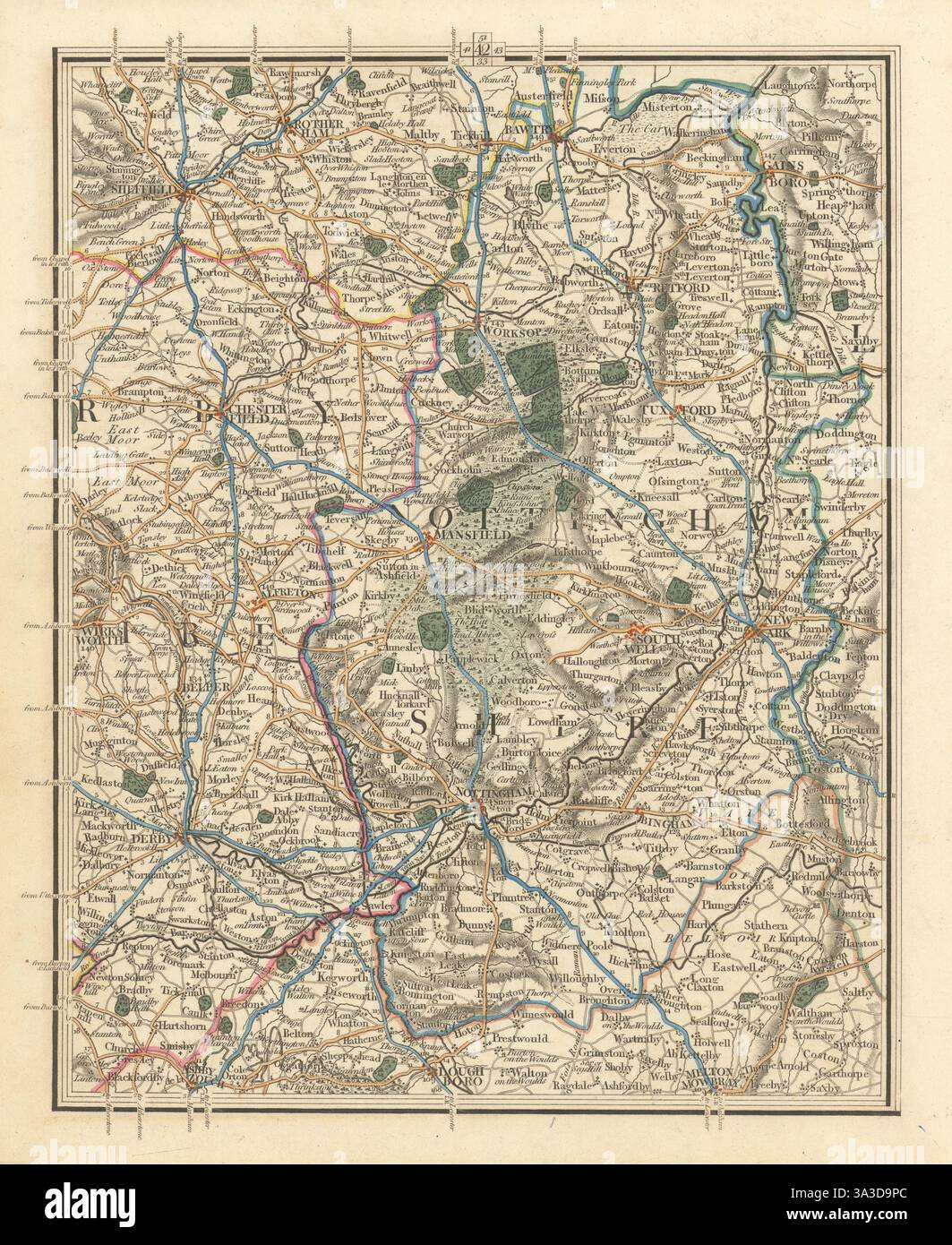 NOTTINGHAMSHIRE, E DERBYSHIRE S YORKS. Derby Nottingham Sheffield. CARY ...