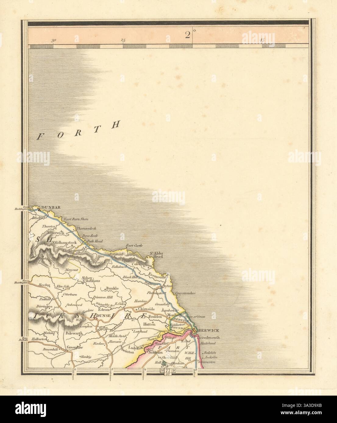 BERWICKSHIRE COAST. Dunbar Duns Eyemouth Berwick-upon-Tweed. CARY 1824 ...