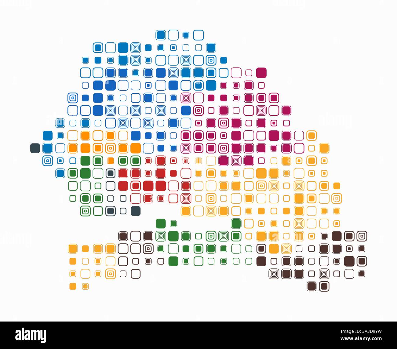 Senegal, shape of the country built of colored cells. Digital style map ...
