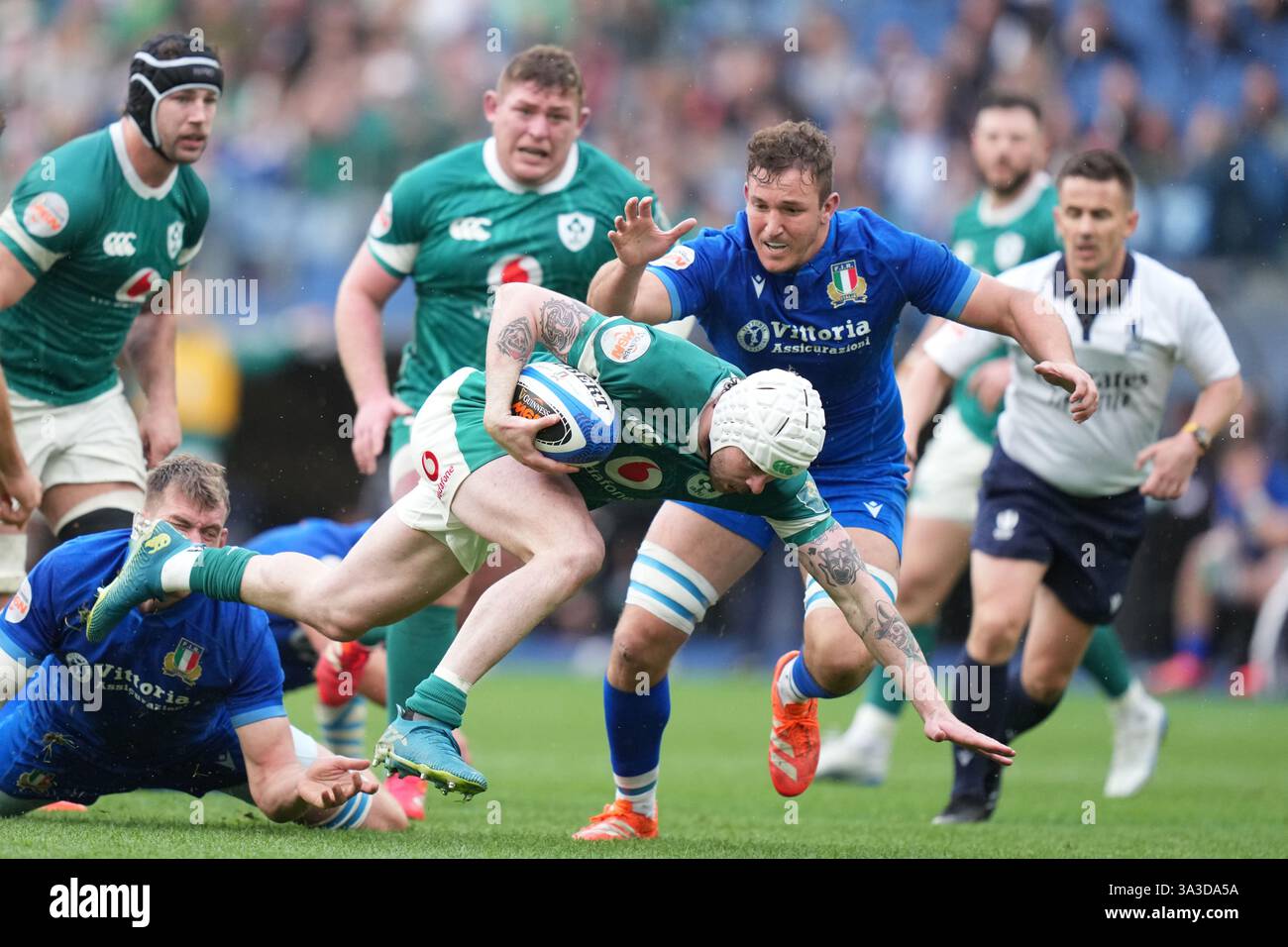 Roma, Italia. 15th Mar, 2025. Mack Hansen of Ireland during the Six ...