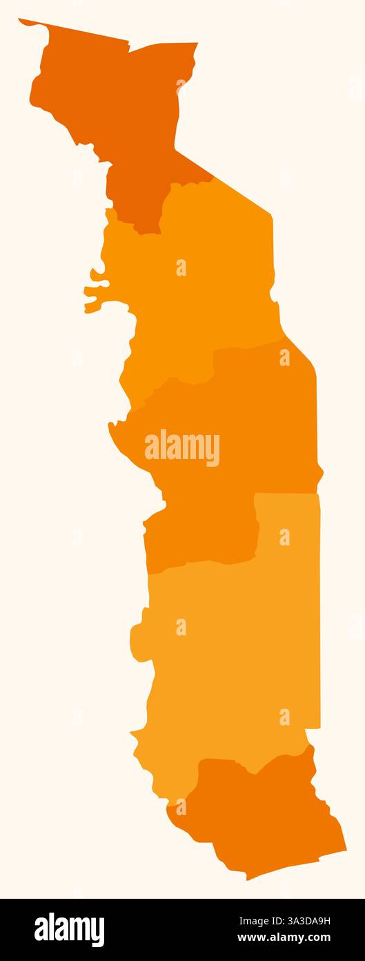 Map of Togo with regions. Just a simple country border map with region ...