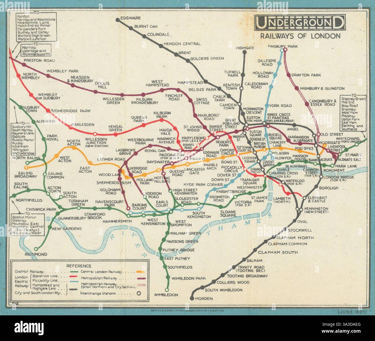 LONDON UNDERGROUND tube map plan diagram. STINGEMORE. June 1927 old ...