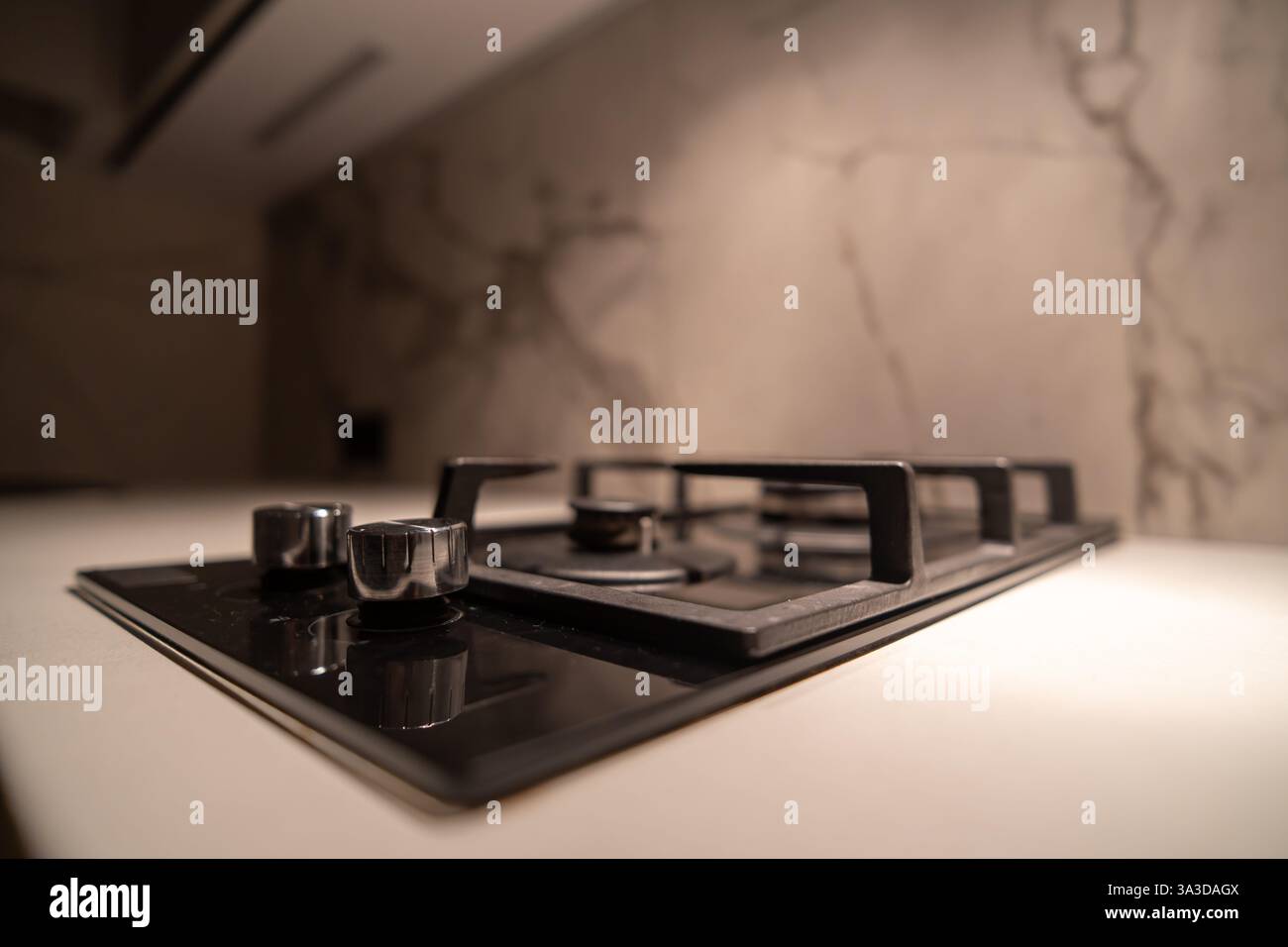 Gas Stovetop Kitchen Modern Design: Interior closeup showcasing sleek ...