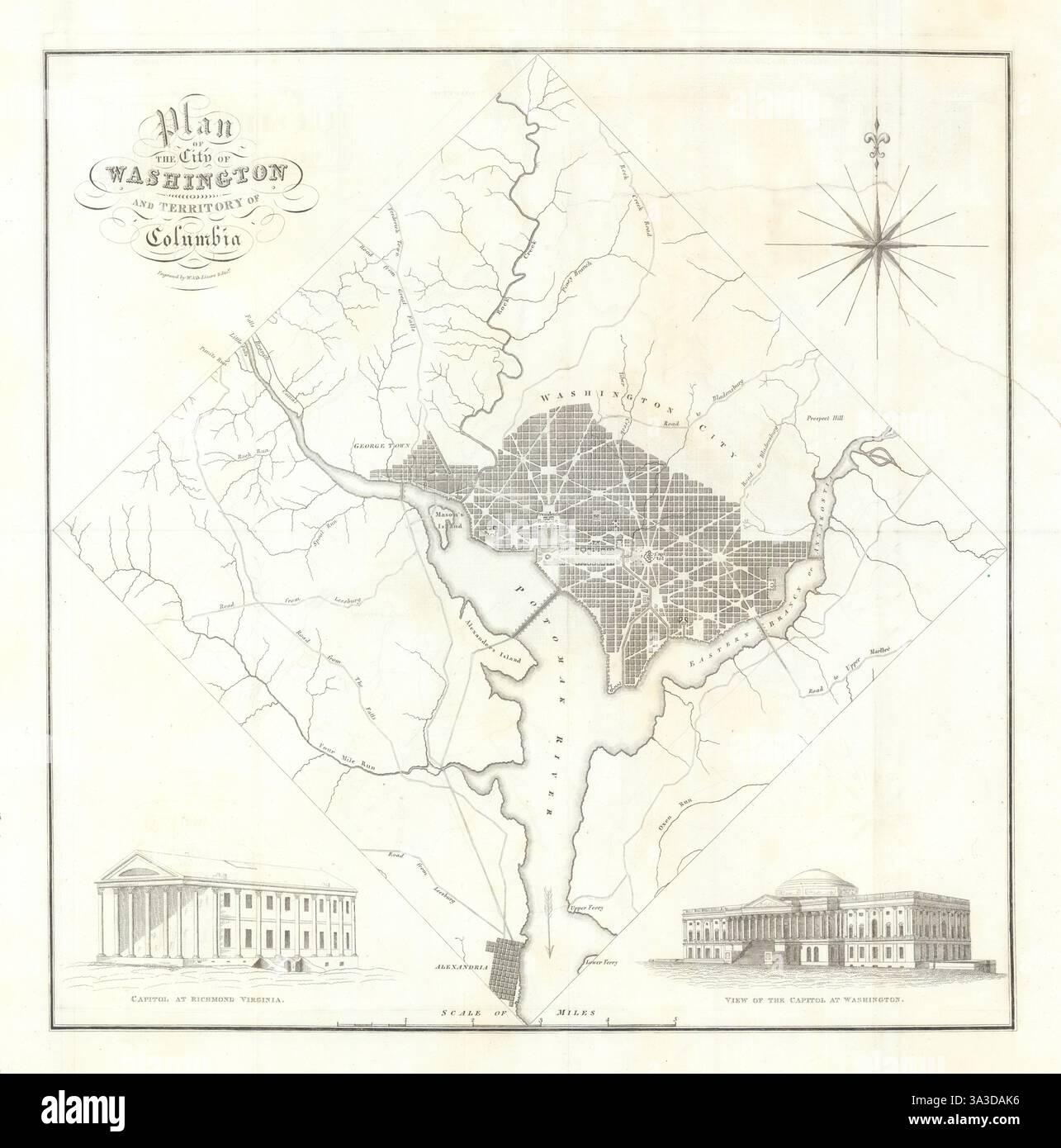 Plan of the City of Washington & Territory of Columbia by WH & D Lizars ...