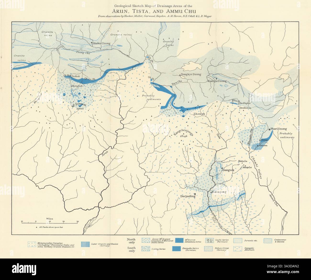 Geological Sketch Map of the Arun, Tista & Amu Chu drainage areas ...