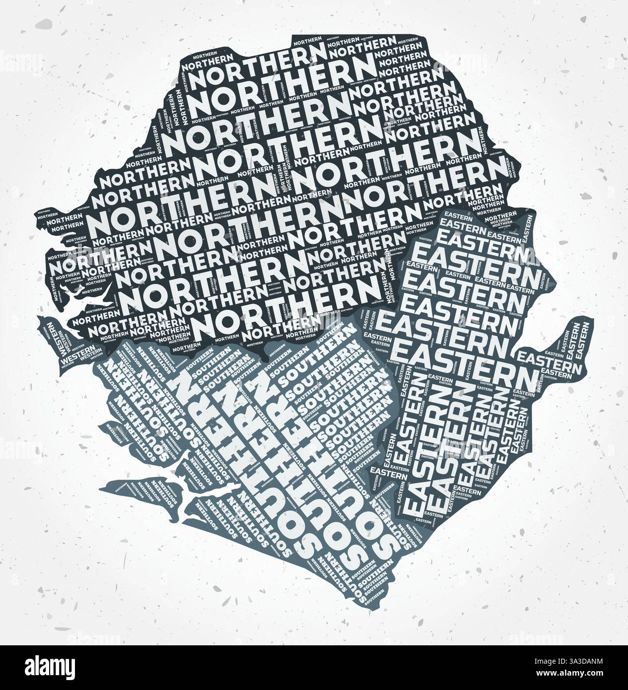 Sierra Leone regions word clouds. Country shape on textured background ...