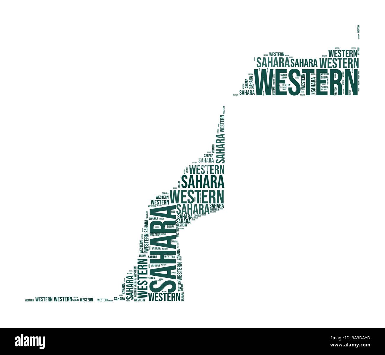 Western Sahara Word Cloud. Country shape with region division. Western ...