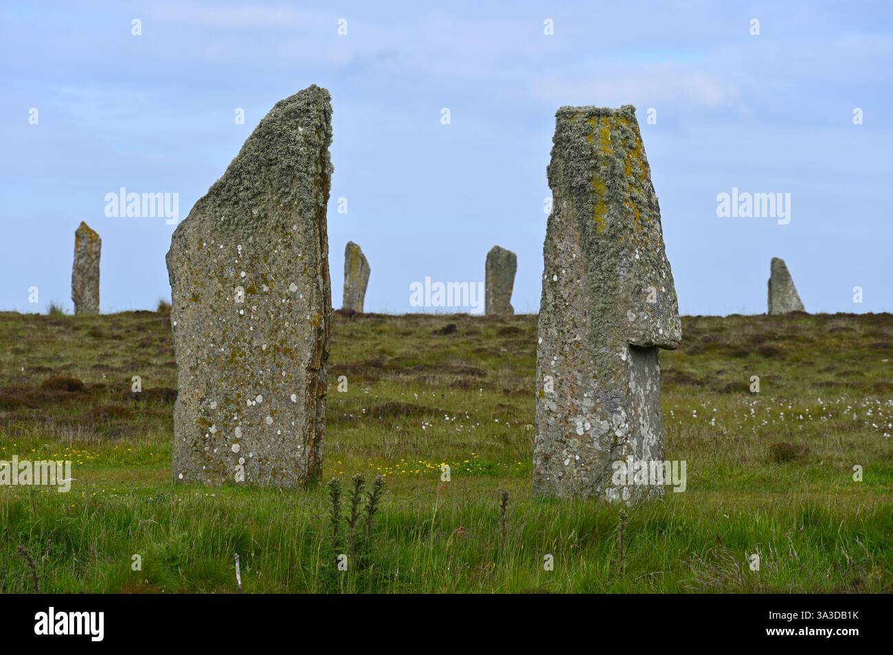 Standing stones forming part of Ring of Brodgar neolithic stone circle ...