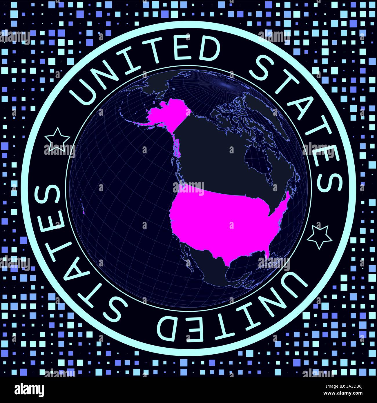 USA on globe vector. Futuristic satellite view of the world centered to ...