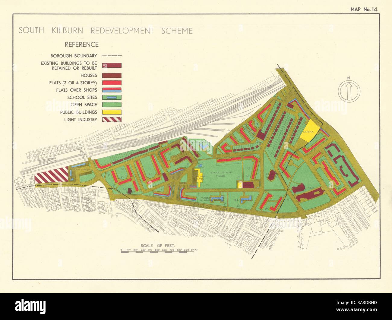 South Kilburn Redevelopment Scheme 1950 old vintage map plan chart ...