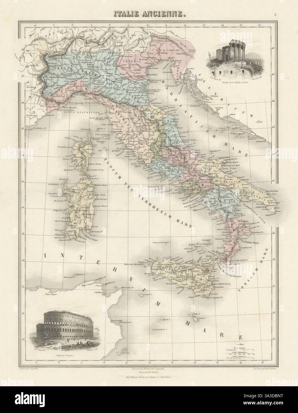 Italie ancienne by Migeon. Ancient / Roman Italy 1861 old antique map ...
