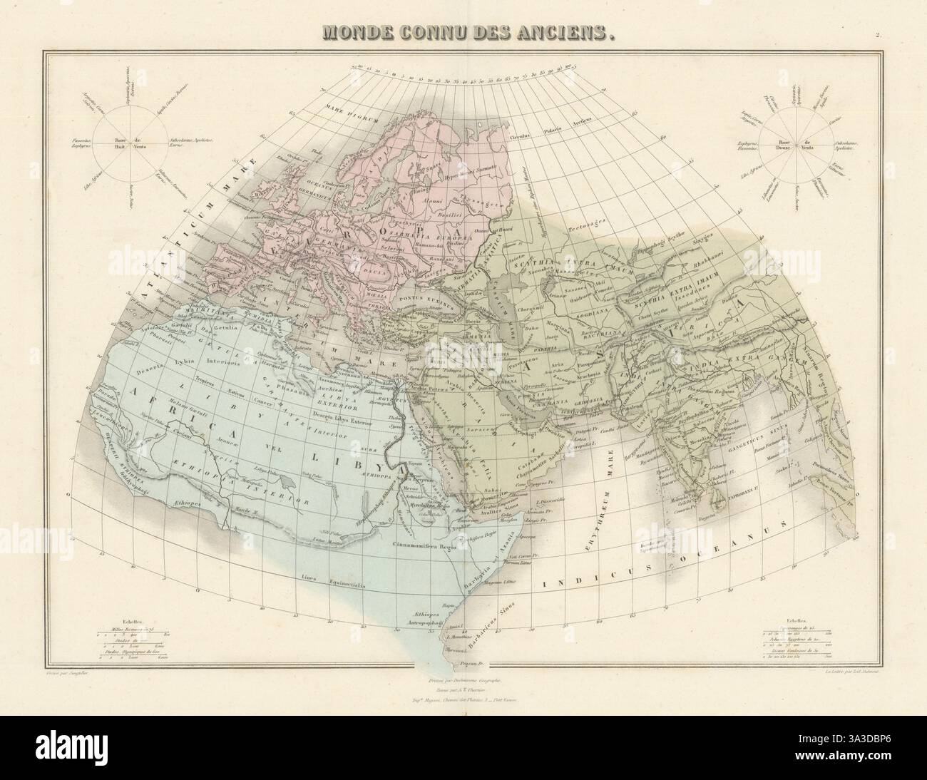 Monde Connu des anciens by Migeon. World known to the Ancients. Eurasia ...