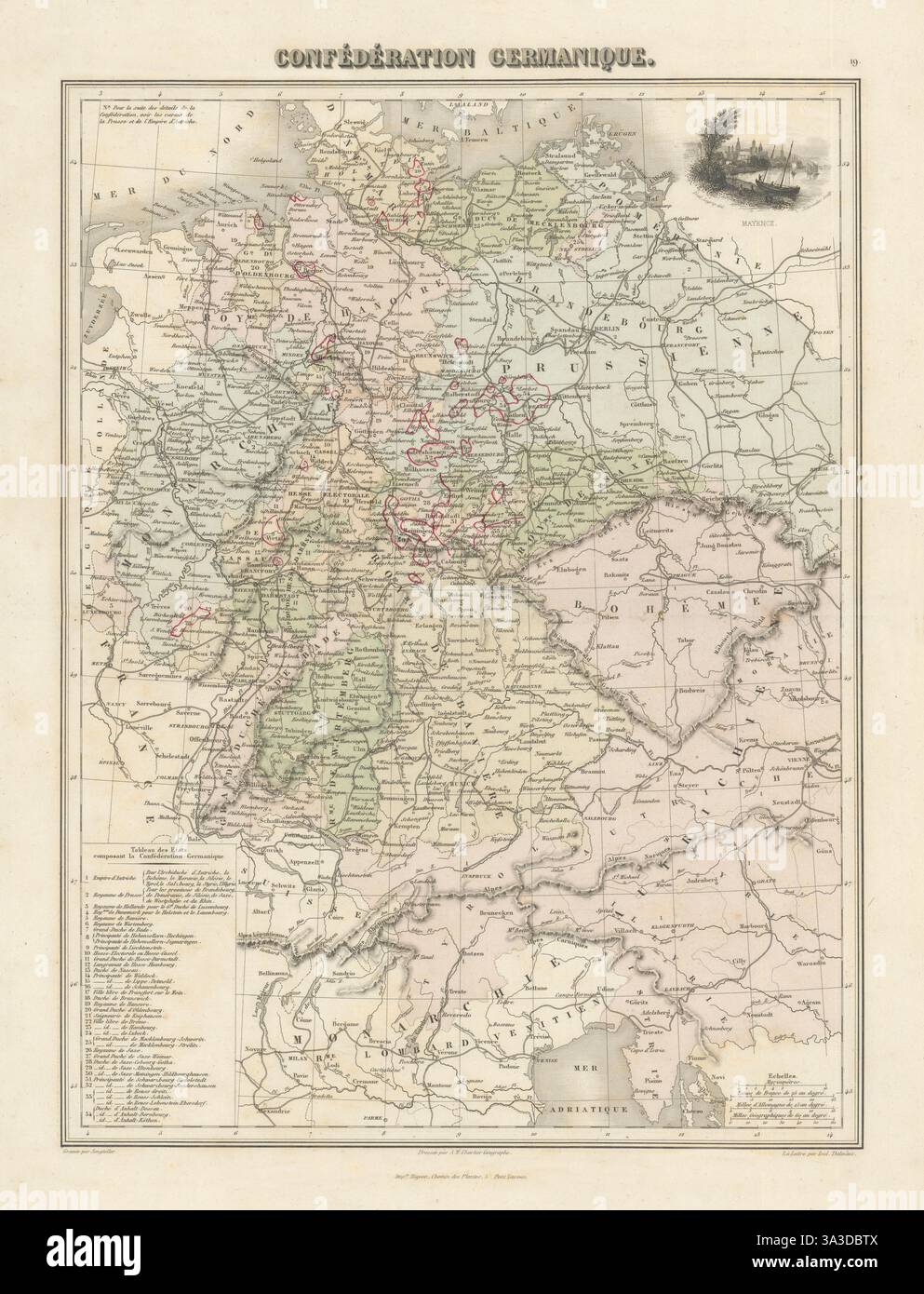 Confédération Germanique by Migeon. German Confederation 1861 old ...