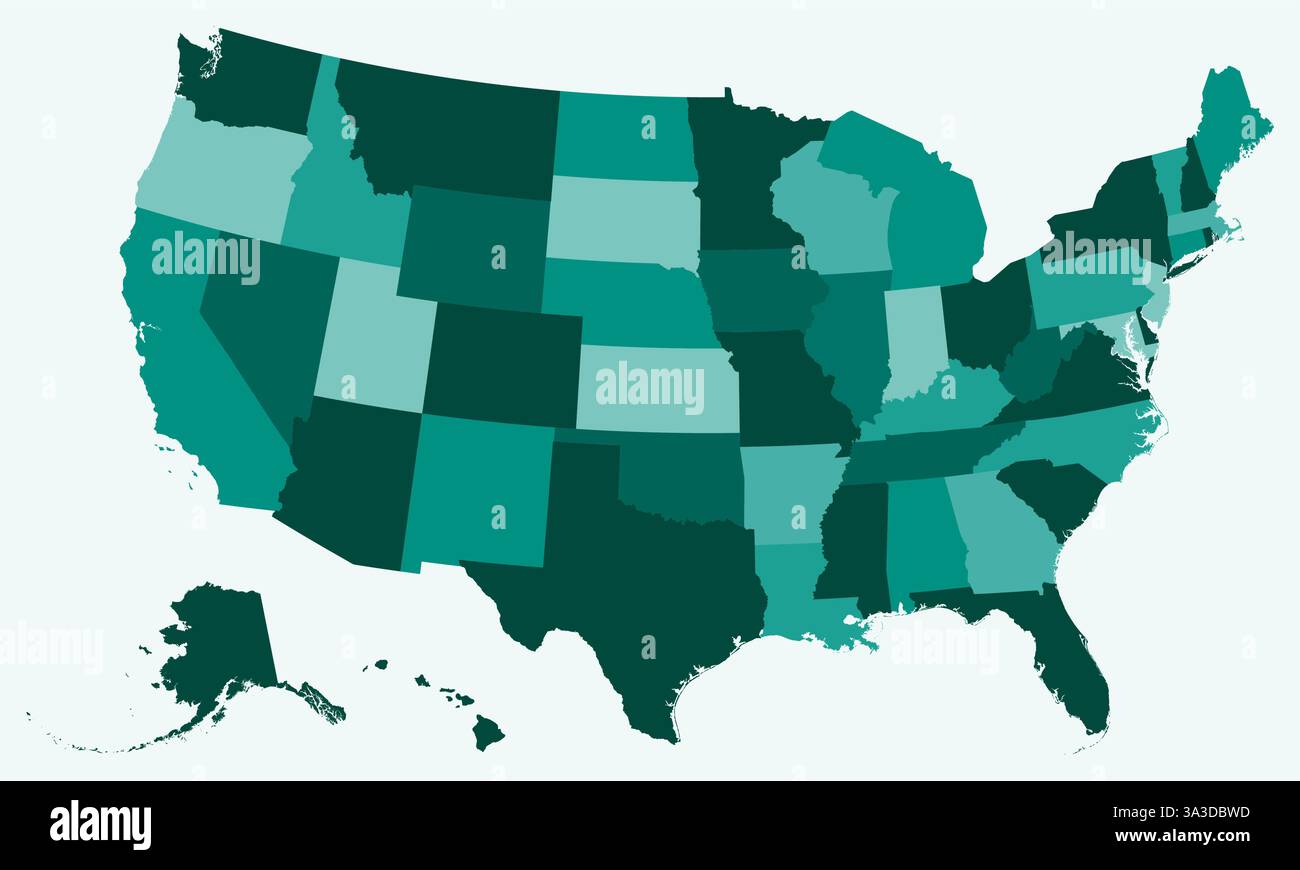 Map of United States. Just a simple border map with state division ...